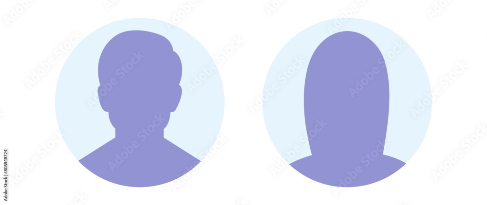 Vector flat illustration in purple-blue gradations. Avatar, user ...