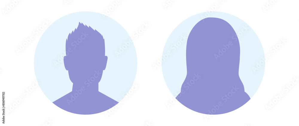 Vector flat illustration in purple-blue gradations. Avatar, user ...