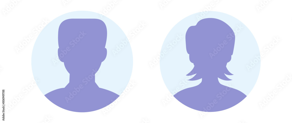 Vector flat illustration in purple-blue gradations. Avatar, user ...