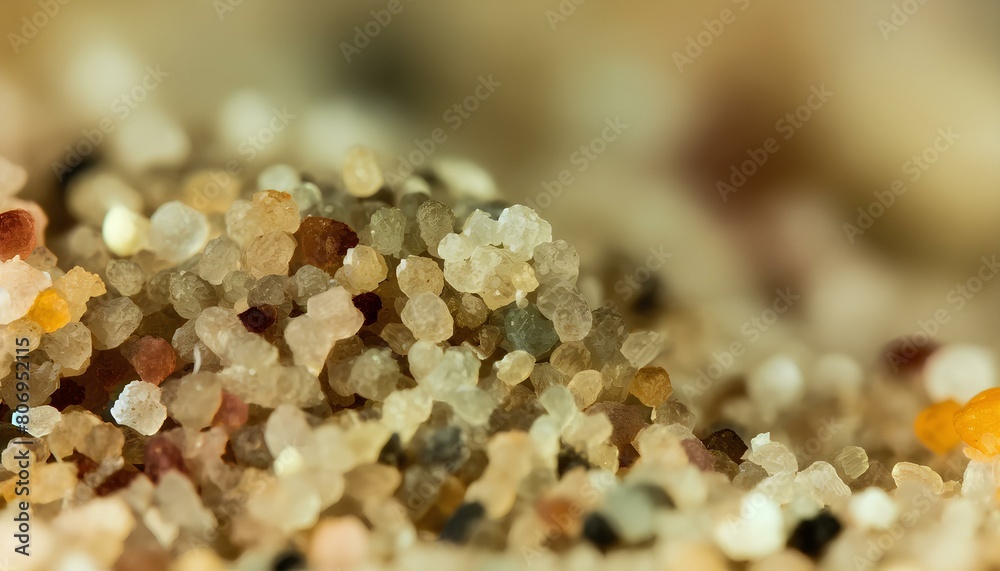 A close-up macro lens image capturing the detailed textures of sand ...