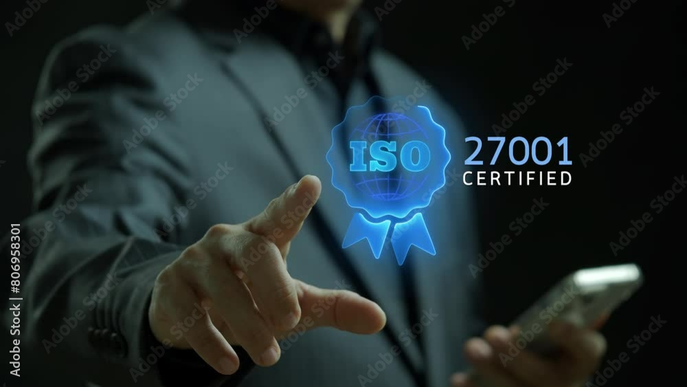ISO 27001 concept. Requirements, certification, management, standards ...