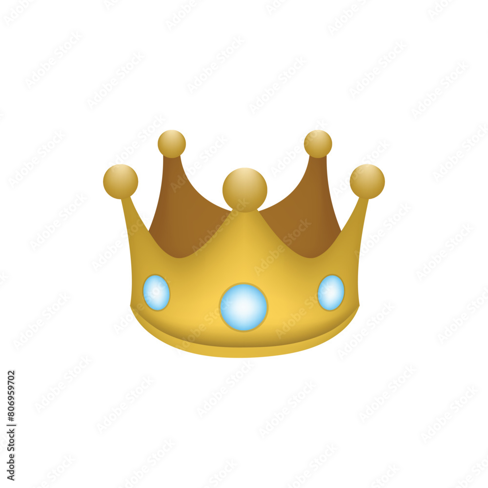 Crown Emoji Icon Object Symbol Gradient Vector Art Design Cartoon ...