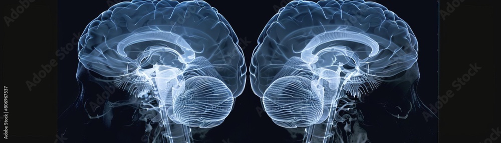 x-ray of the human brain, showing cerebral hemispheres and ventricular ...