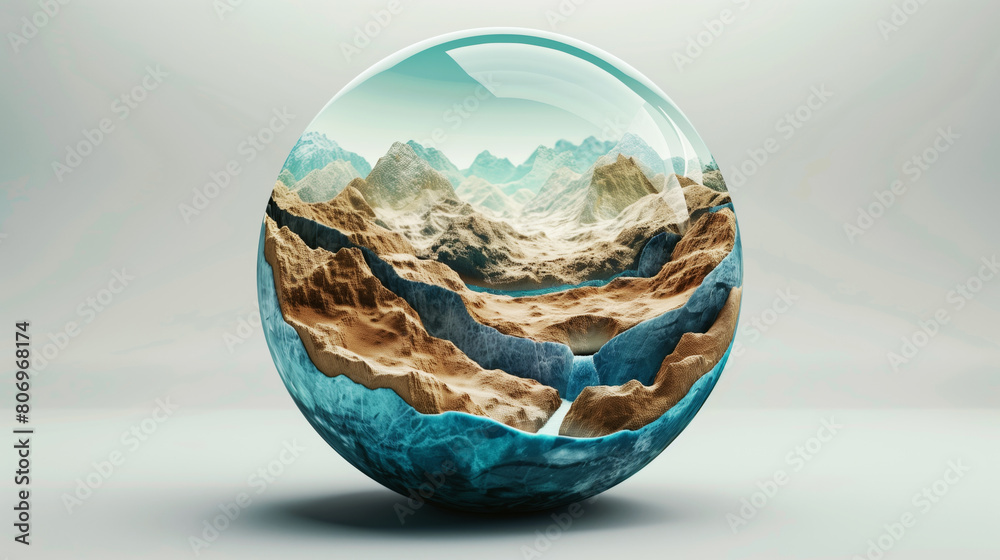 Artistic representation of a transparent sphere encapsulating layers of ...