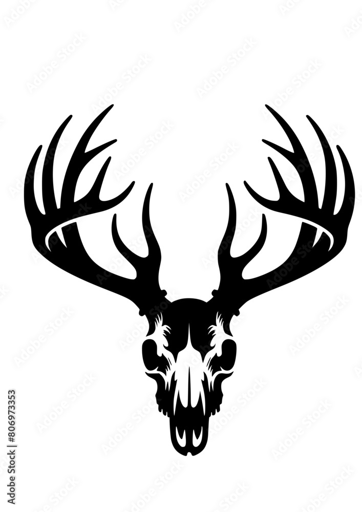Vecteur Stock Deer Skull SVG, Skull SVG, Deer Skull with Antlers, Deer Head SVG, Deer Antler Svg ...