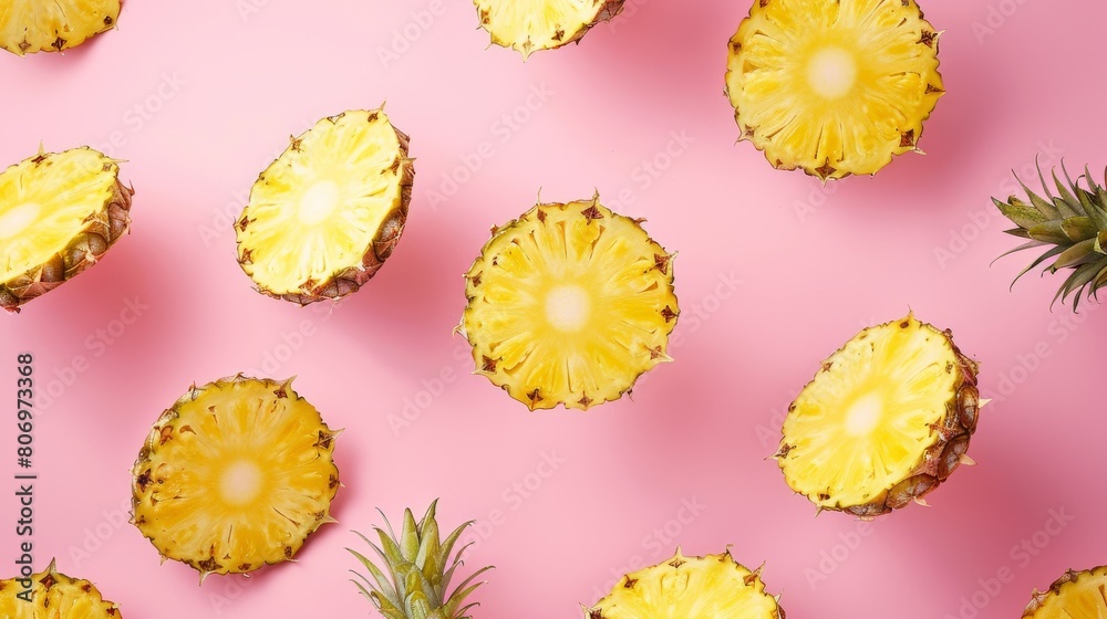 Stylish poster featuring artistic arrangements of floating banana ...