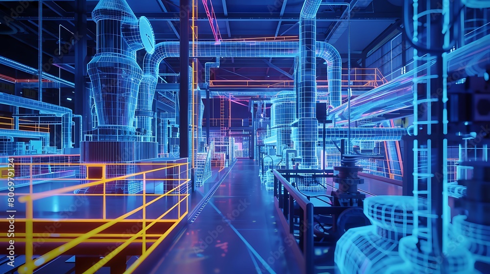 A digital twin simulation of a manufacturing plant, showcasing the use ...