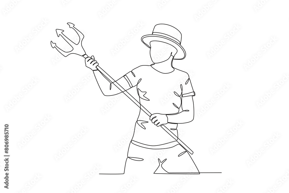 One continuous line drawing of Boy wearing halloween costume holding ...