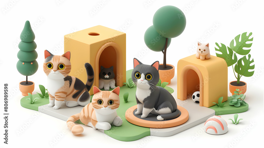 Isometric 3D Flat Icon: Educational Campaign on Cat Adoption ...