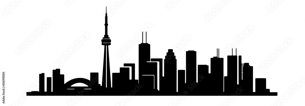 Stylized vector skyline of Toronto with iconic CN Tower. Stock Vector ...