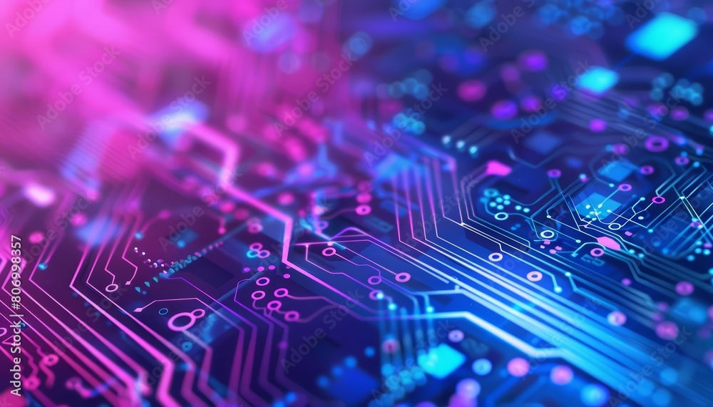 Blue and purple technology background circuits intertwine, illustrating ...