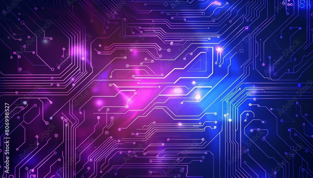 Blue and purple technology background circuits intertwine, illustrating ...