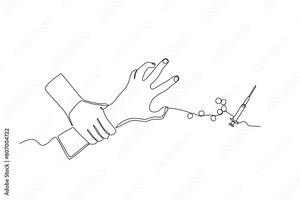 Single continuous line drawing of Hands that restrain people from ...
