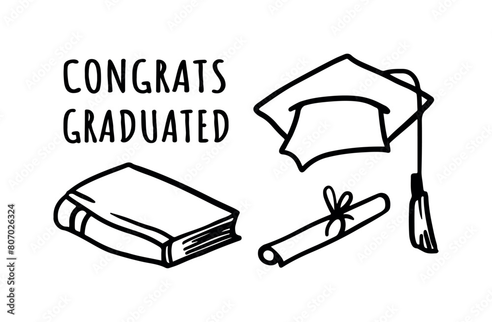 Vetor de A set of ceremonial elements to celebrate graduation from ...