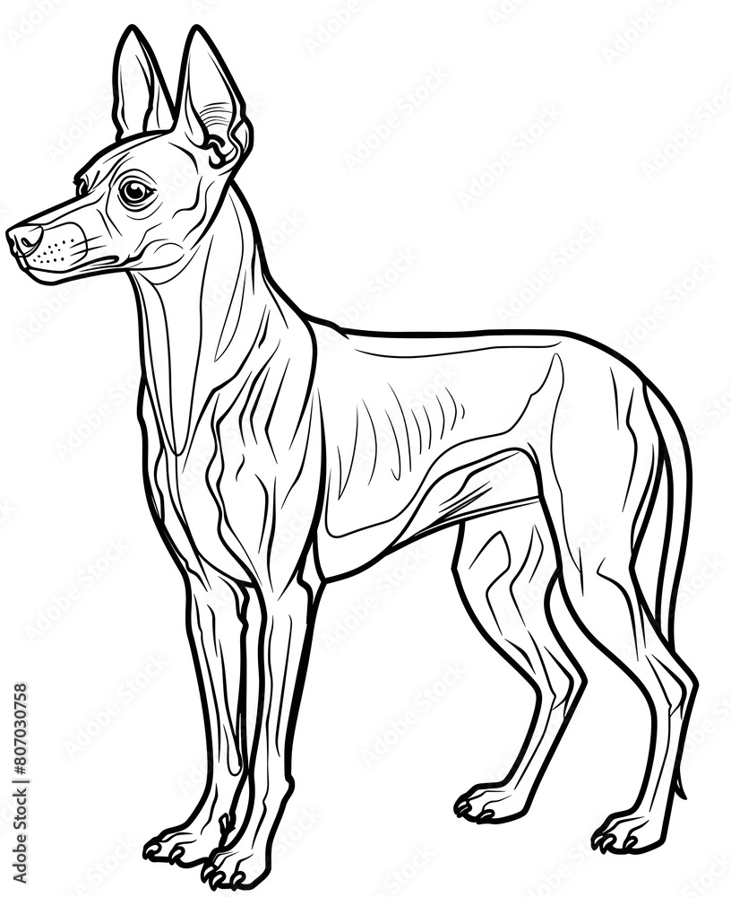 Xoloitzcuintle mexican dog black and white coloring book vector ...