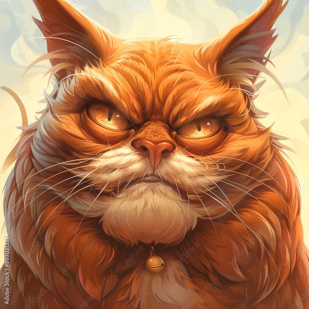 Cartoon Caricature of a Grumpy Cat. Generated Image. A digital ...