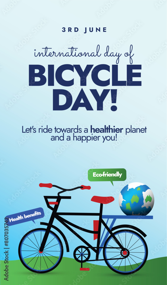 World bicycle day 3rd June banner. World Bicycle day social media story ...