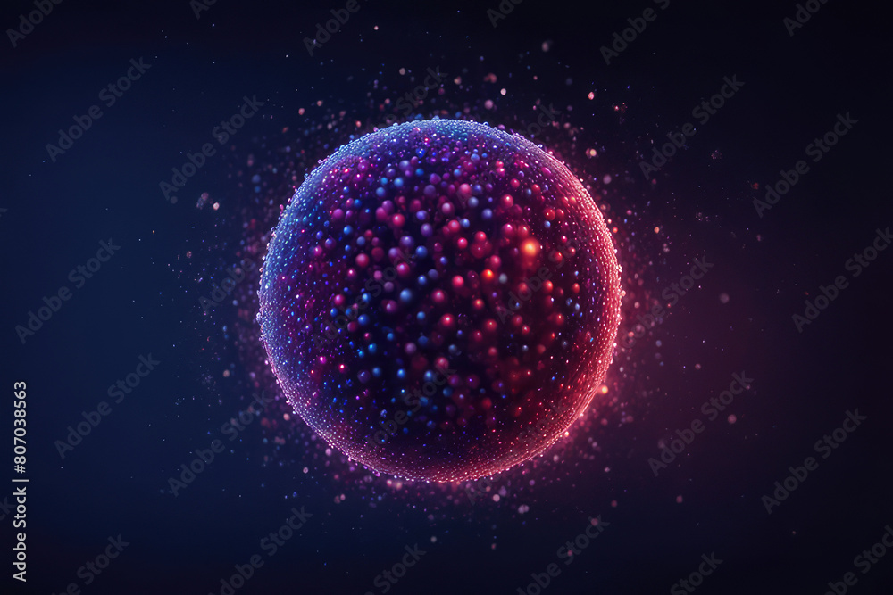 Bright glowing rotating particle 3d sphere in the Universe. Abstract ...