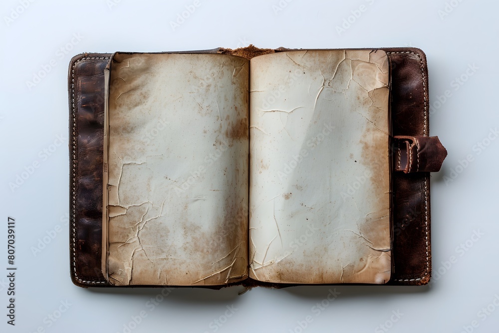 very old open book in blank, mock up antique book, empty pages ...