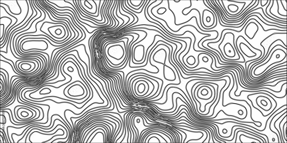 Abstract Black and White Line Contour Topography Pattern. Topographic ...