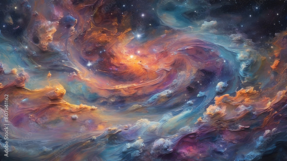 Glaze painting: A dreamy, celestial nightscape, with a starry sky ...