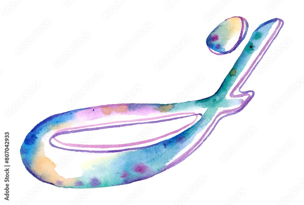 A large, vibrant rainbow watercolor letter "J" against a white ...