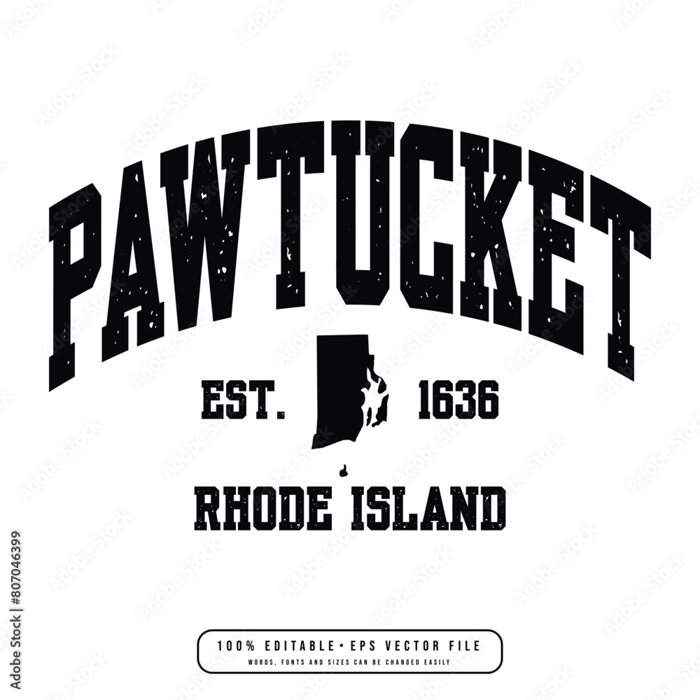 Pawtucket text effect vector. Editable college t-shirt design printable ...
