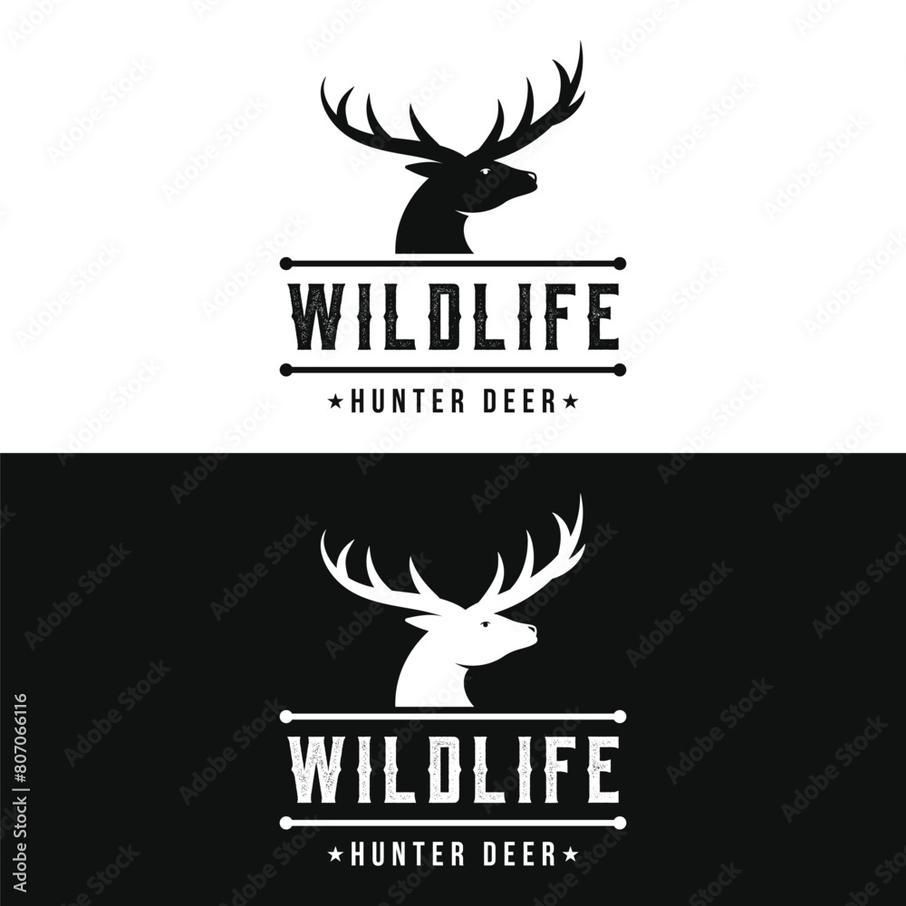 Deer Antlers and vintage deer head logo template design.Logo for badge ...