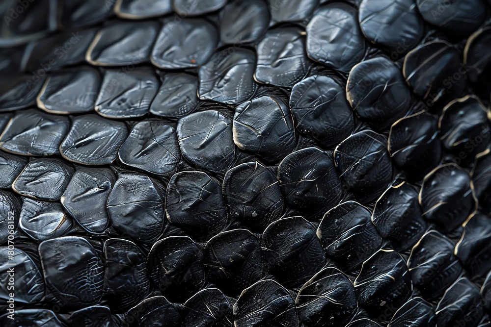 Macro photography of black reptile skin, showcasing the unique patterns ...