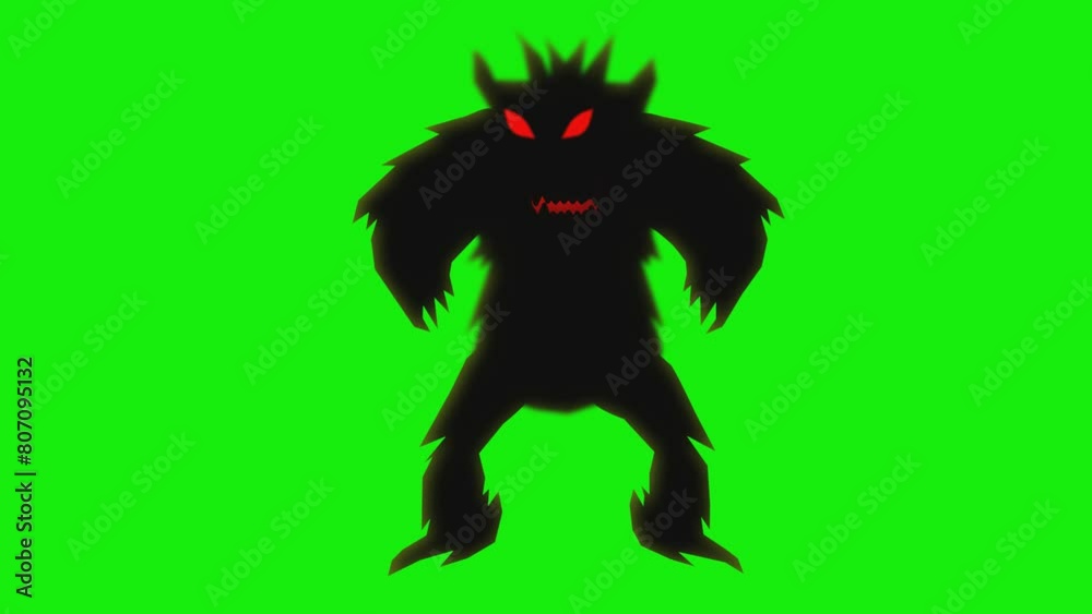 2d animated character of scary monster or giant with angry red eyes and ...