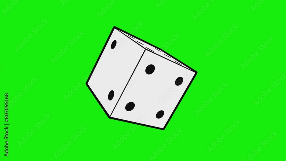2d animated white dice is falling wrongly and standing on the number ...