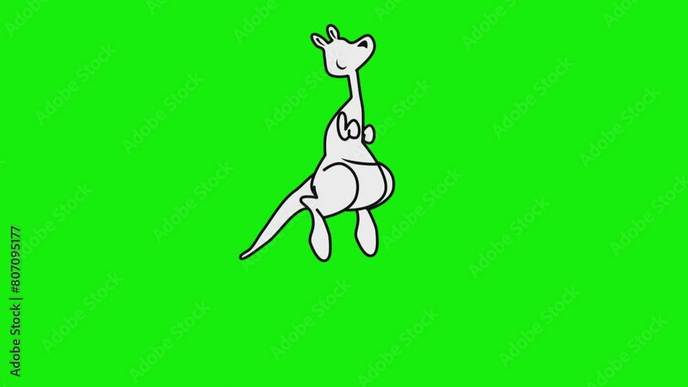 2d animated character of Playful colorless baby kangaroo chewing food ...