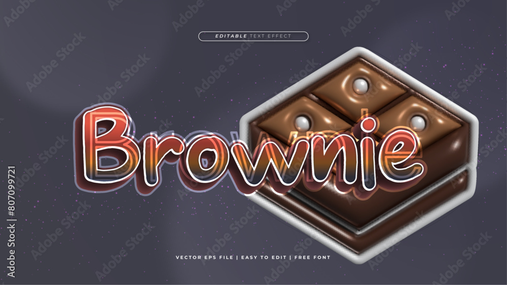 Red blue and brown brownie 3d editable text effect - font style Stock ...