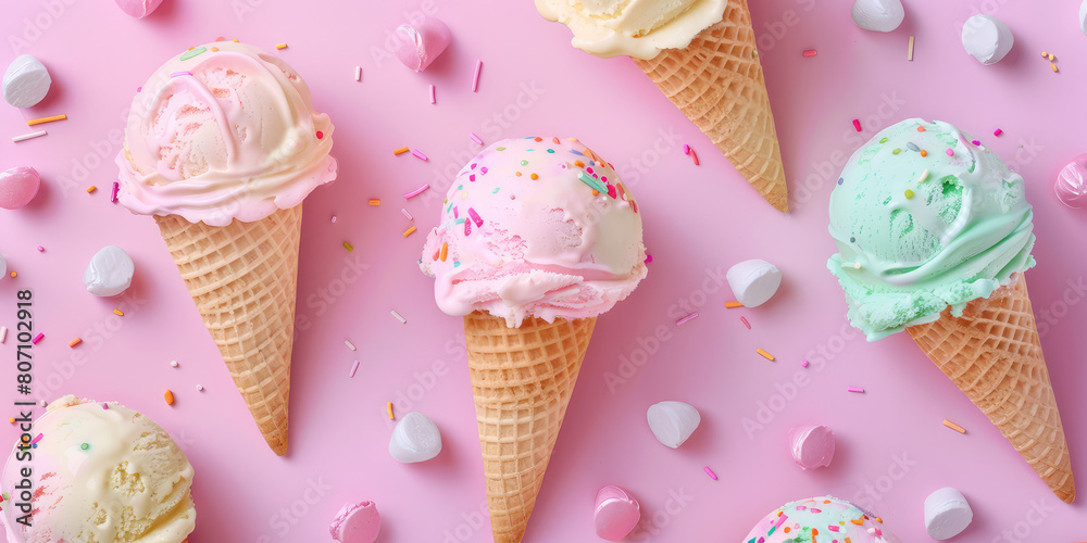 Minimalistic wallpaper background with milky multicolored ice cream in ...