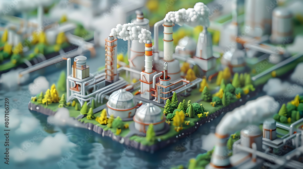 Isometric 3D Illustration of AI-Based Carbon Capture Systems Helping ...