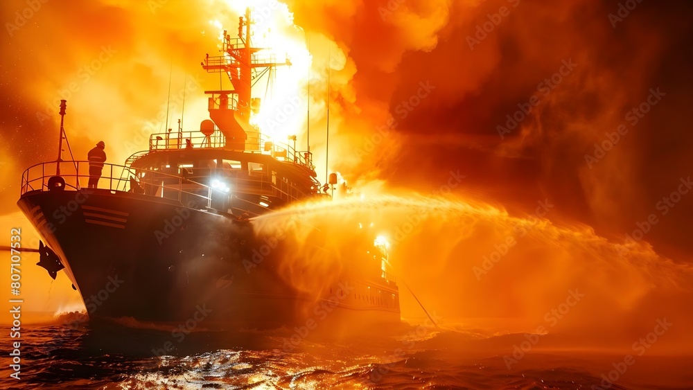Foam fire suppression on ships prevents fire spread ensuring maritime ...