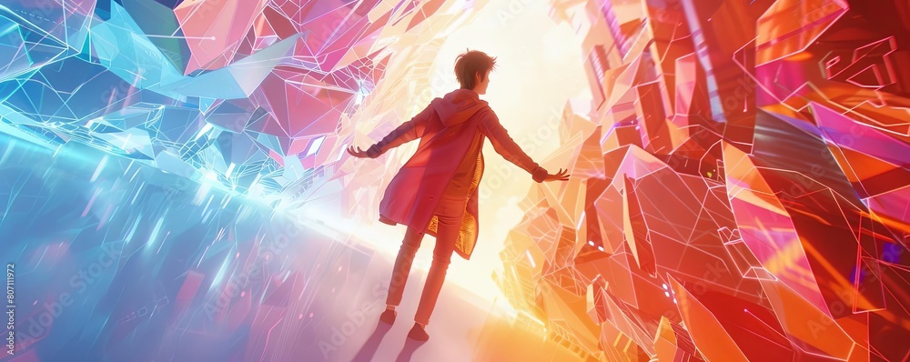 Transform a modern novel setting into a dynamic, tilted angle view with ...