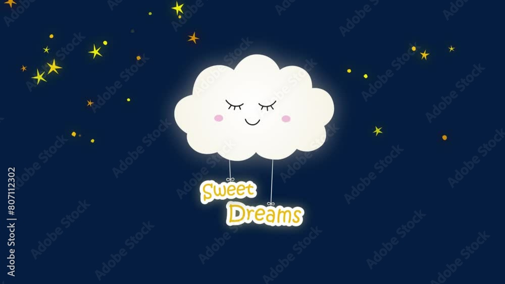 sweet dreams text and night sky with cloud and stars 4k motion ...