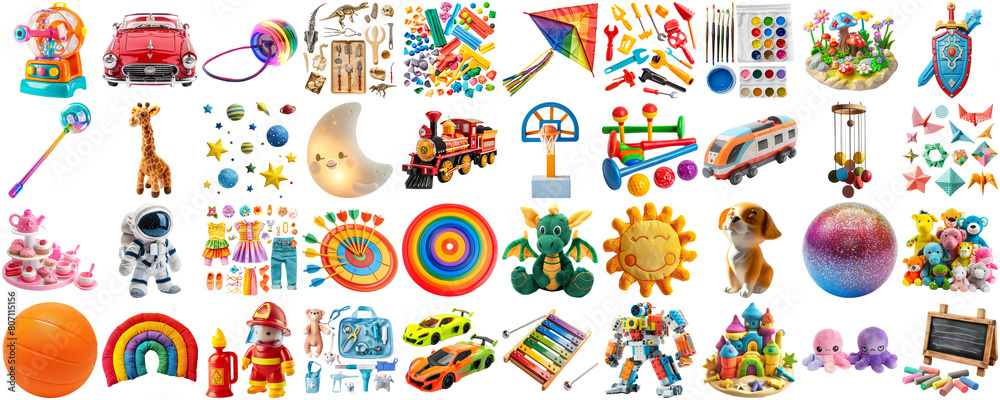 big collection of different toys for children kid, school playroom ...