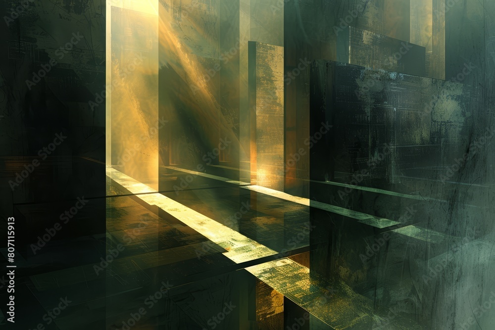 An emotive abstract scene capturing a moment of silence, the interplay ...