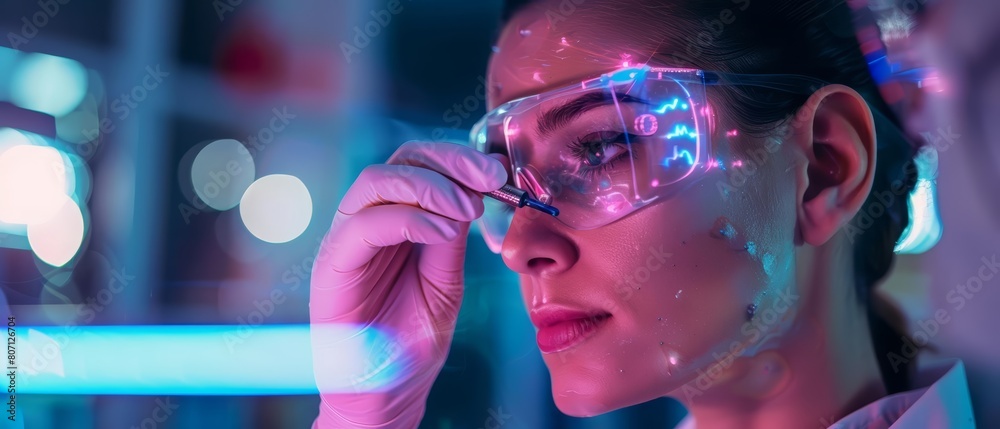 Amazing of dermatology, with Glow HUD big Icon of skin layers ...