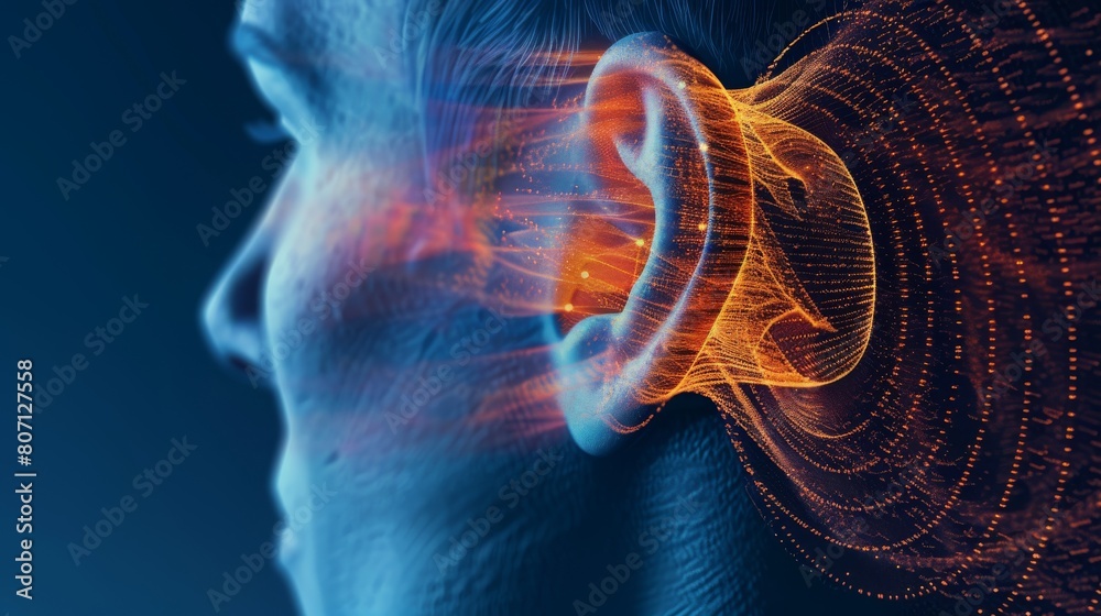 Anatomy of the human ear and the speaker of sound. Hearing loss caused ...