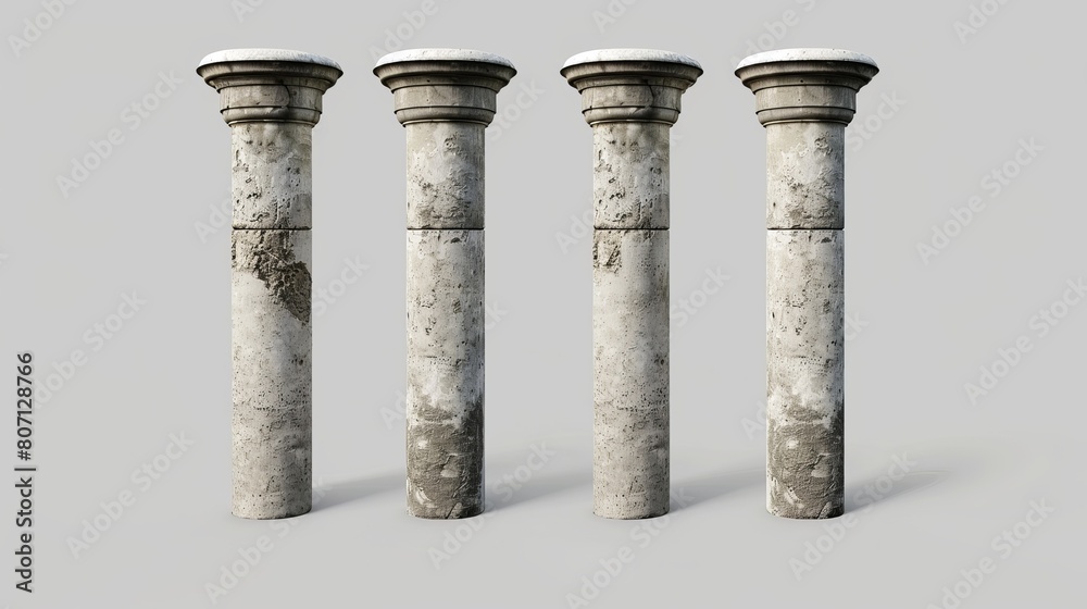 Realistic illustration of textured concrete columns, portraying cement ...