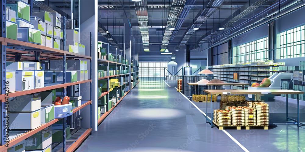 Food Packaging Area Floor: Featuring a designated area for packaging ...