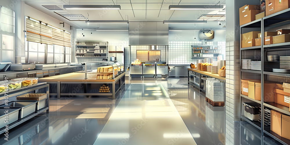 Food Packaging Area Floor: Featuring a designated area for packaging ...