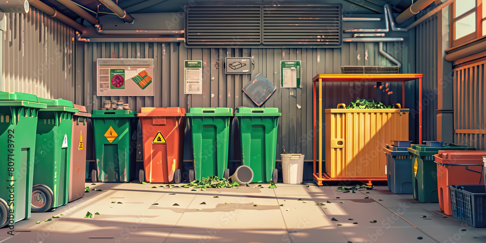 Food Waste Recycling Area Floor: Displaying a designated area for ...