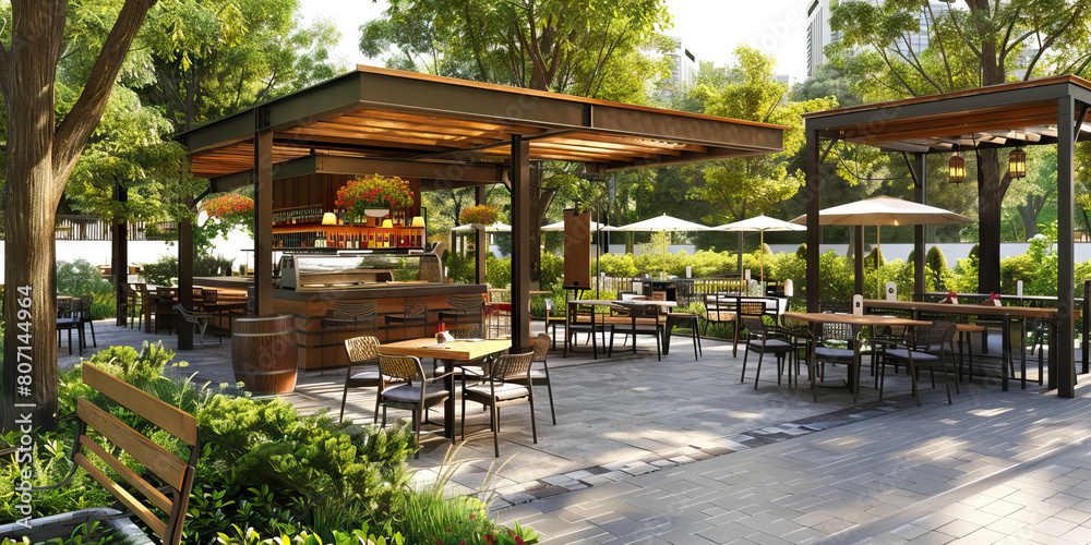 Outdoor Dining Service Area Floor: Displaying a designated area for ...