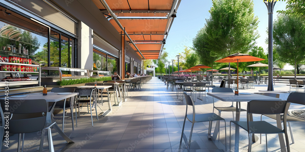 Outdoor Dining Service Area Floor: Displaying a designated area for ...