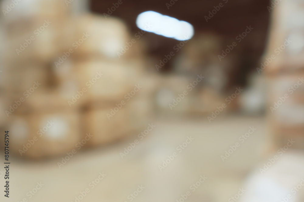Stock product inventory blur warehouse for logistics product distributor background blurry ...