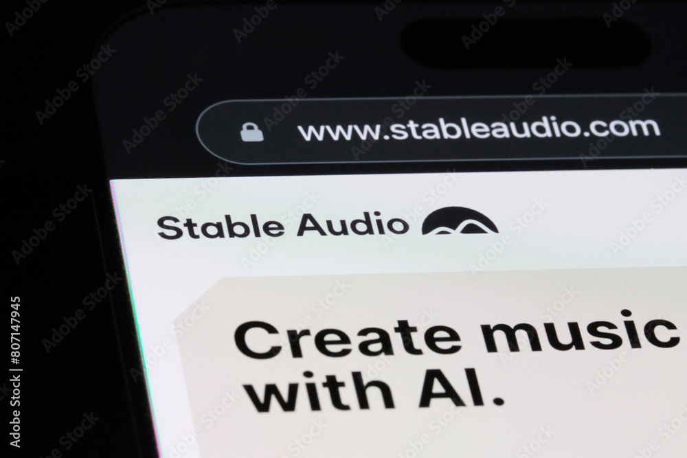Shanghai,China-May 6th 2024: Stable Audio website. Audio generation model of Stability AI Stock ...